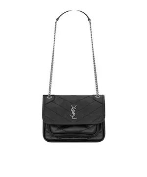 Saint Laurent Niki Baby In Vintage Leather - Black