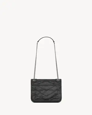 Saint Laurent Niki Baby In Vintage Leather With Chain Strap - Black