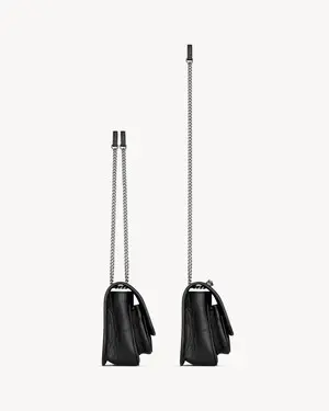 Saint Laurent Niki Baby In Vintage Leather With Chain Strap - Black