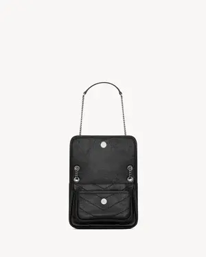 Saint Laurent Niki Baby In Vintage Leather With Chain Strap - Black