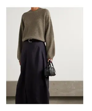 Le Kasha Palermo Ribbed Organic Cashmere V-neck Sweater