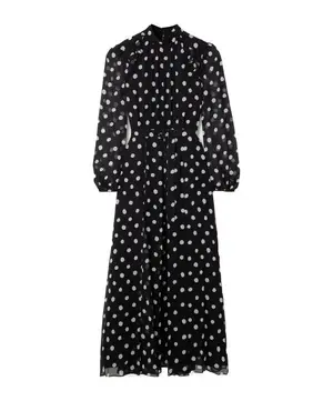 Saloni Jacqui-b Polka Dot Silk Crepe Maxi Dress