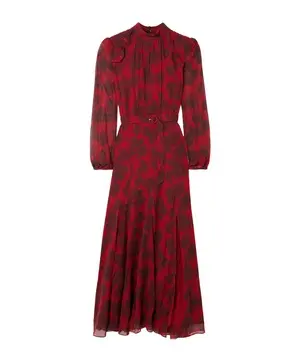 Saloni Jacqui-b Printed Long Dress - Red