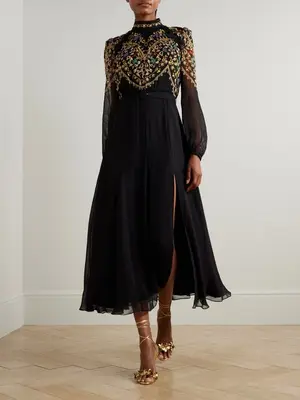 Saloni Jacqui-b Printed Chiffon Midi Dress