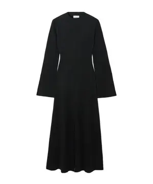 Le Kasha Logan Ribbed Organic Cashmere Midi Dress - Black