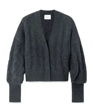 Le Kasha Long Sleeve Chunky Knit Cardigan - Navy Blue