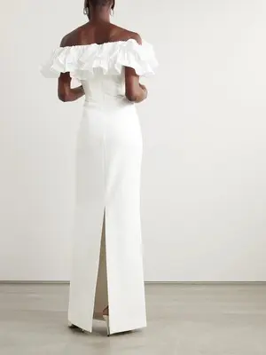 Rebecca Vallance Tessa Ruffled Off-the-shoulder Gown