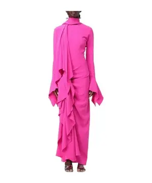 Solace Long-sleeved Ruffled Maxi Dress - Pink
