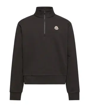 Moncler Logo Cotton Zip-up Sweatshirt - Black