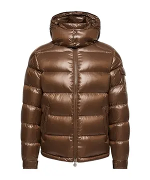 Moncler Maya Hooded Short Down Jacket - Brown