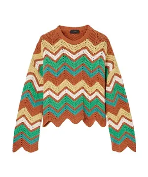 Alanui Chevron Knit Round Neck Long Sleeve Sweater