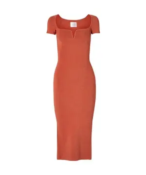 Galvan Short Sleeve Dress - Brown