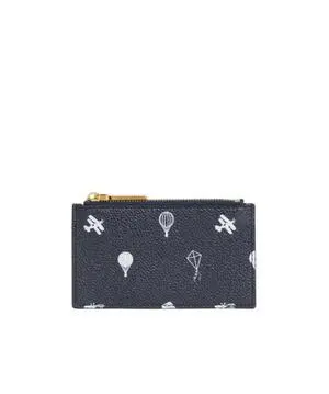 Thom Browne Pebble Grain Zippered Card Holder - Black