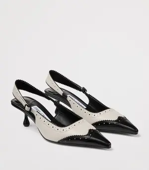 JIMMY CHOO Amel 50 Leather Slingback Pumps - Black