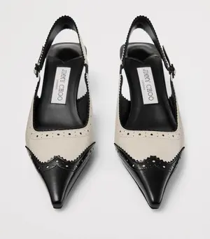 JIMMY CHOO Amel 50 Leather Slingback Pumps - Black