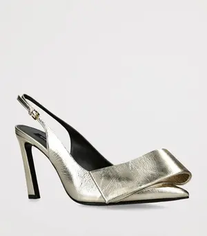 Givenchy Metallic Leather Twisted Ribbon Slingback Heels