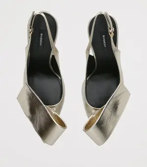 Givenchy Metallic Leather Twisted Ribbon Slingback Heels
