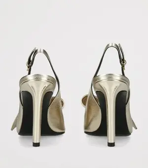 Givenchy Metallic Leather Twisted Ribbon Slingback Heels