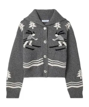 Calle Del Mar Intarsia-knit Cashmere Cardigan - Black
