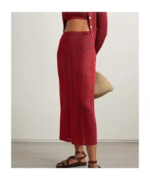 Calle Del Mar Pointelle-knit Midi Skirt