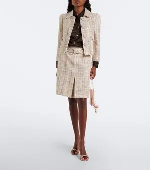 SHUSHU/TONG Belted Checked Cotton-blend Miniskirt