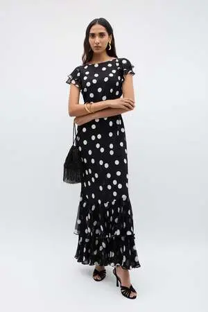 Rixo Ordinia Polka Dot Maxi Gown