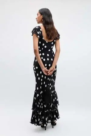 Rixo Ordinia Polka Dot Maxi Gown