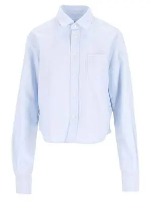 AMI AMI PARIS Cropped Cotton Oxford Shirt With Embroidered Logo