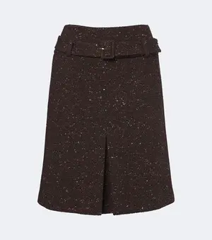 SHUSHU/TONG Belted Wool-blend Miniskirt - Brown