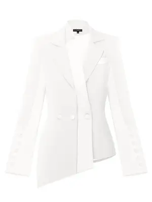 TIA DORRAINE Modern Power Asymmetric Tailored Blazer With Pearl Details