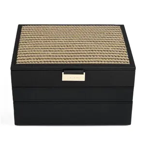 STACKERS Classic Raffia Jewellery Box Set Of Three - Black