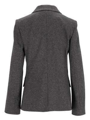 Max Mara Single-breasted Blazer In Jacquard Jersey - Gray