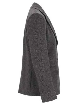Max Mara Single-breasted Blazer In Jacquard Jersey - Gray