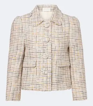 SHUSHU/TONG Checked Cotton-blend Cropped Jacket - Multicoloured