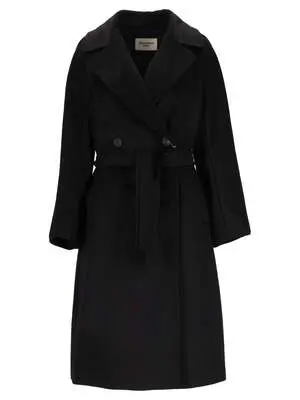 Max Mara Resina Drap Wool Long Coat - Black