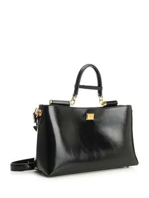 Dolce & Gabbana Vittorio Leather Top Handle Bag With Adjustable Shoulder Strap