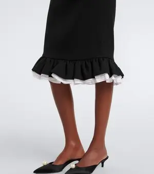 SHUSHU/TONG Ruffled Wool And Silk Midi Skirt