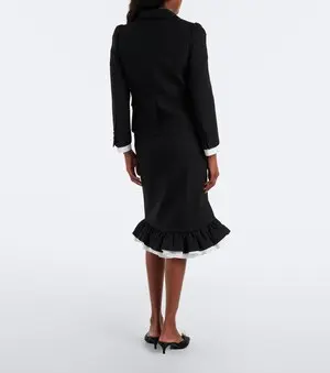 SHUSHU/TONG Ruffled Wool And Silk Midi Skirt