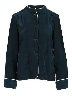 FORTE_FORTE FORTE FORTE Two-Tone Striped Velvet Jacket Green