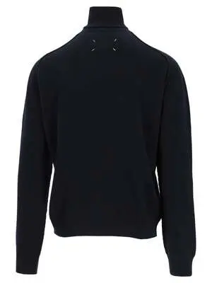 MAISON MARGIELA High Neck Virgin Wool Sweater - Blue