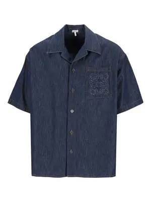 Loewe Short-sleeved Shirt In Cotton - Blue