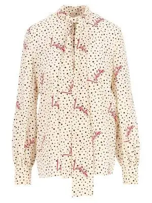 Valentino Garavani Plus Depois Bubble Crepe De Chine Shirt With Integrated Scarf - White