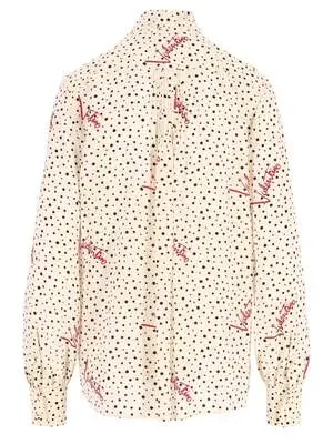 Valentino Garavani Plus Depois Bubble Crepe De Chine Shirt With Integrated Scarf - White