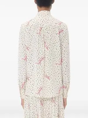 Valentino Garavani Plus Depois Bubble Crepe De Chine Shirt With Integrated Scarf - White
