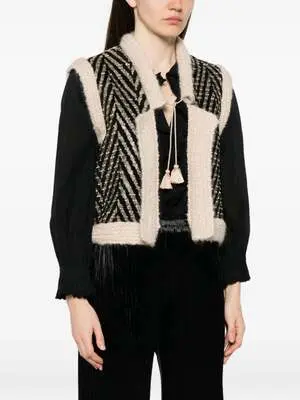FORTE_FORTE Jacquard Chevron Vest With Tassels - Multicolor