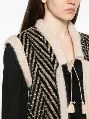 FORTE_FORTE Jacquard Chevron Vest With Tassels - Multicolor