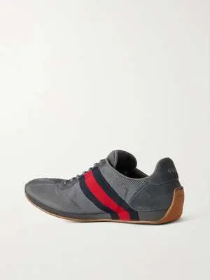 Gucci Legacy Webbing And Suede-trimmed Mesh Sneakers