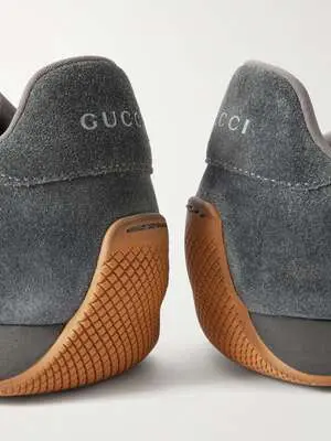 Gucci Legacy Webbing And Suede-trimmed Mesh Sneakers