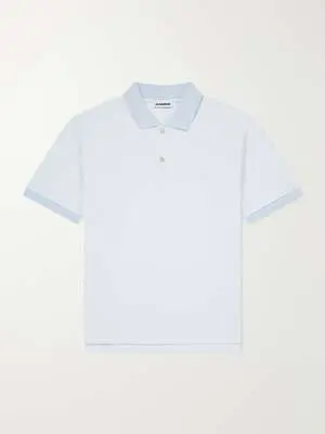JIL SANDER Logo-embroidered Cotton-piqué Polo Shirt - Blue