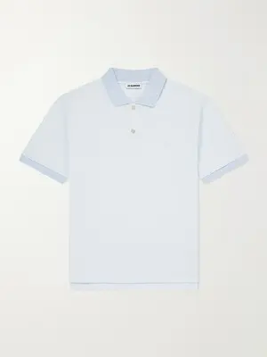 JIL SANDER Logo-embroidered Cotton-piqué Polo Shirt - Blue